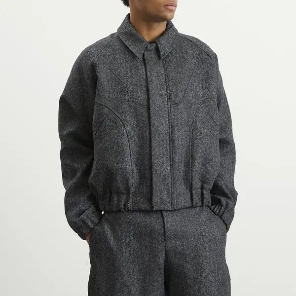 Sage Nation Wool Jiji Jacket - Dark Grey Herringbone | Editorialist